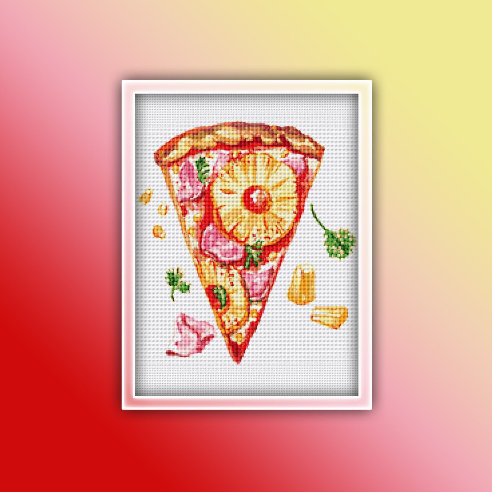 Pizza Slice Cross Stitch Pattern 2 Instant PDF Download - Hawaiian ...