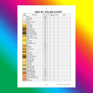 DMC Thread Charts PDF Instant Download | Cross Stitch Chart | Inventory ...