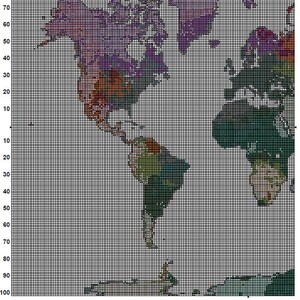 World Map Cross Stitch Pattern 1 Instant PDF Download - Earth ...