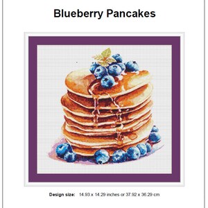 Blueberry Pancakes Cross Stitch Pattern Instant PDF Download - Black Berries Watercolor Cross ...
