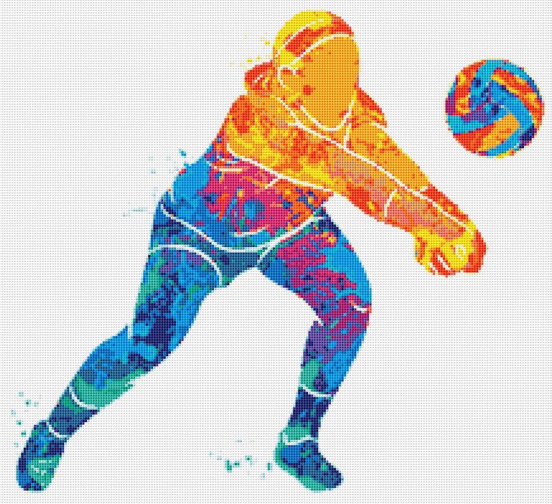 Volleyball Player Cross Stitch Pattern Instant Download | Etsy