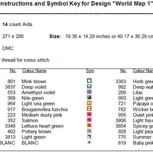 World Map Cross Stitch Pattern 1 Instant PDF Download - Earth ...