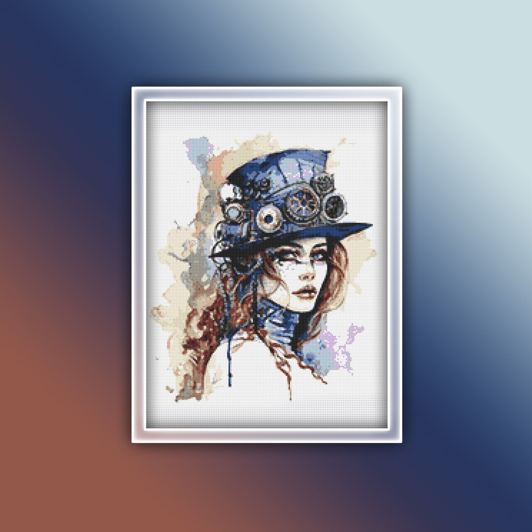 Steampunk Woman Cross Stitch Pattern 3 Instant PDF Download - Woman ...