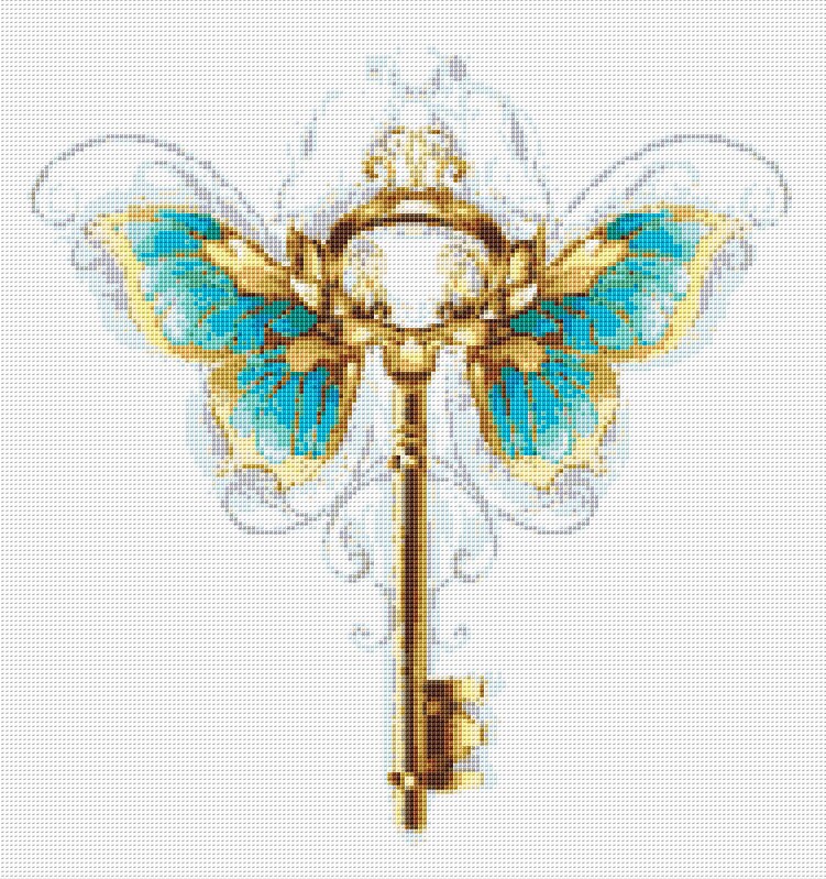 Butterfly Key Cross Stitch Pattern Instant PDF Download | Etsy
