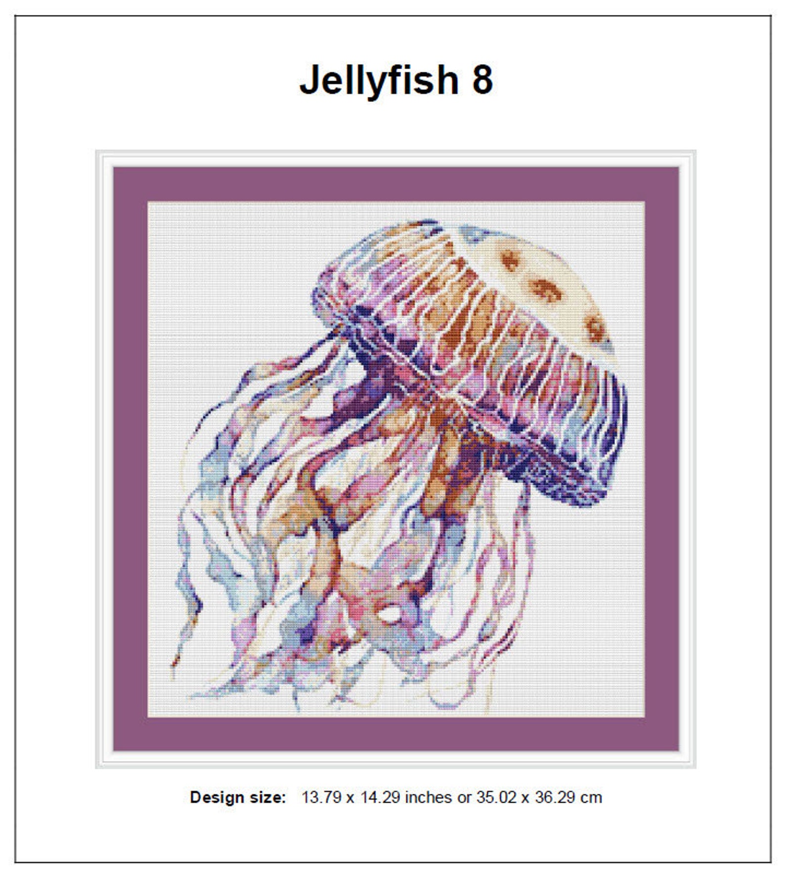 Jellyfish Cross Stitch Pattern 8 Instant PDF Download - Sea Jellies ...