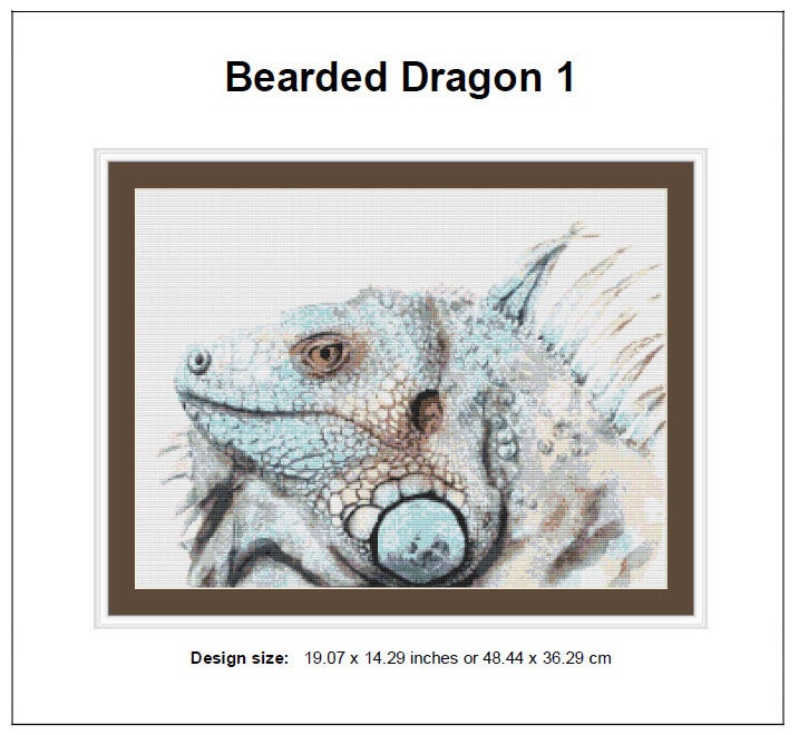 Bearded Dragon Cross Stitch Pattern 1 Instant PDF Download - Iguana ...
