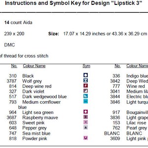 Lipstick Cross Stitch Pattern 3 Instant PDF Download - Makeup ...
