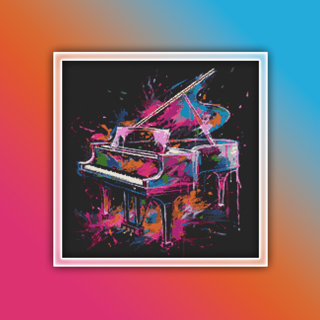Piano Cross Stitch Pattern 11 Instant PDF Download - Music Watercolor ...