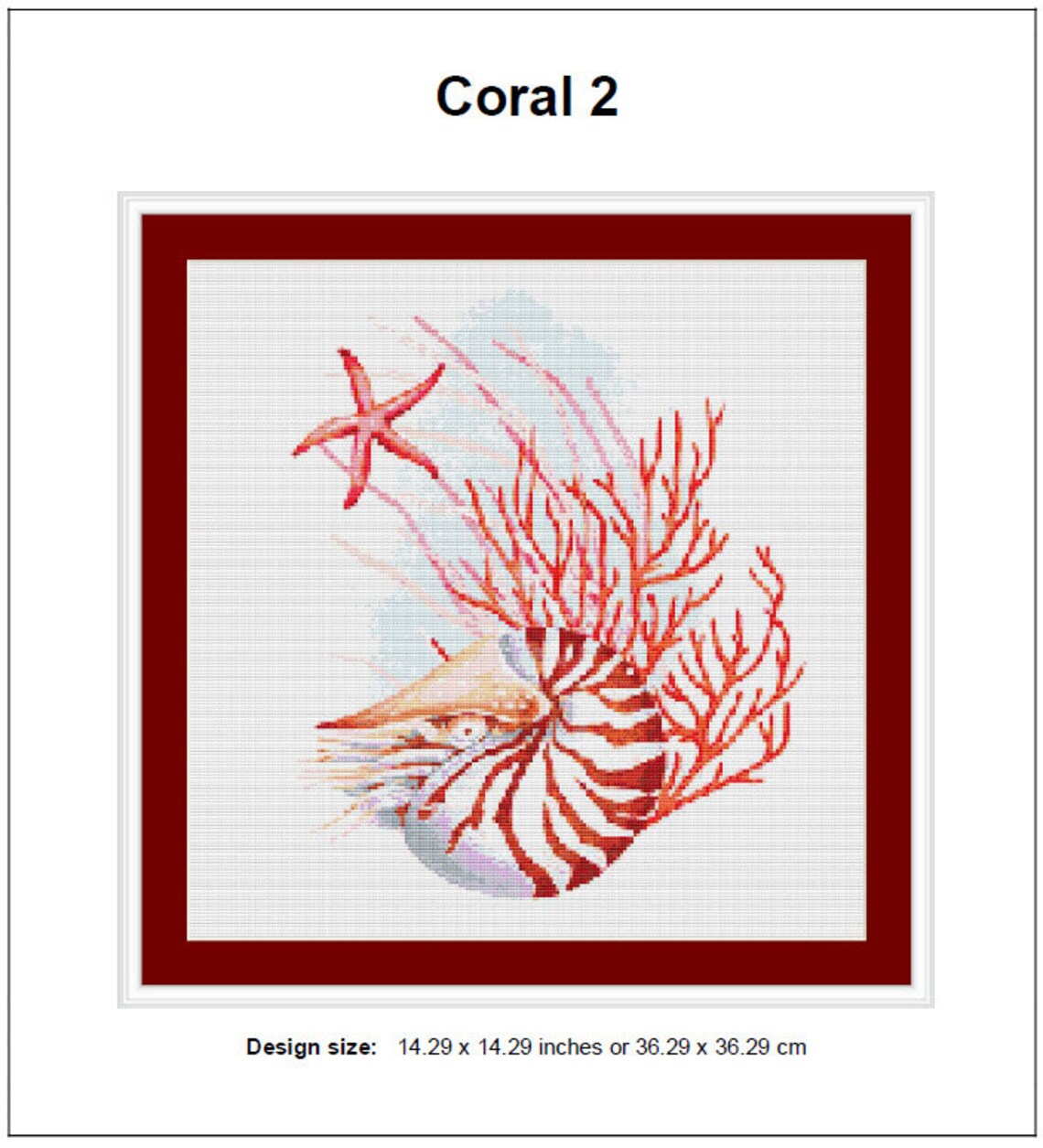 Coral Cross Stitch Pattern 2 Instant PDF Download - Nautilus Watercolor ...