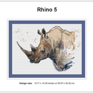 Rhino Cross Stitch Pattern 5 Instant PDF Download Rhinoceros - Etsy