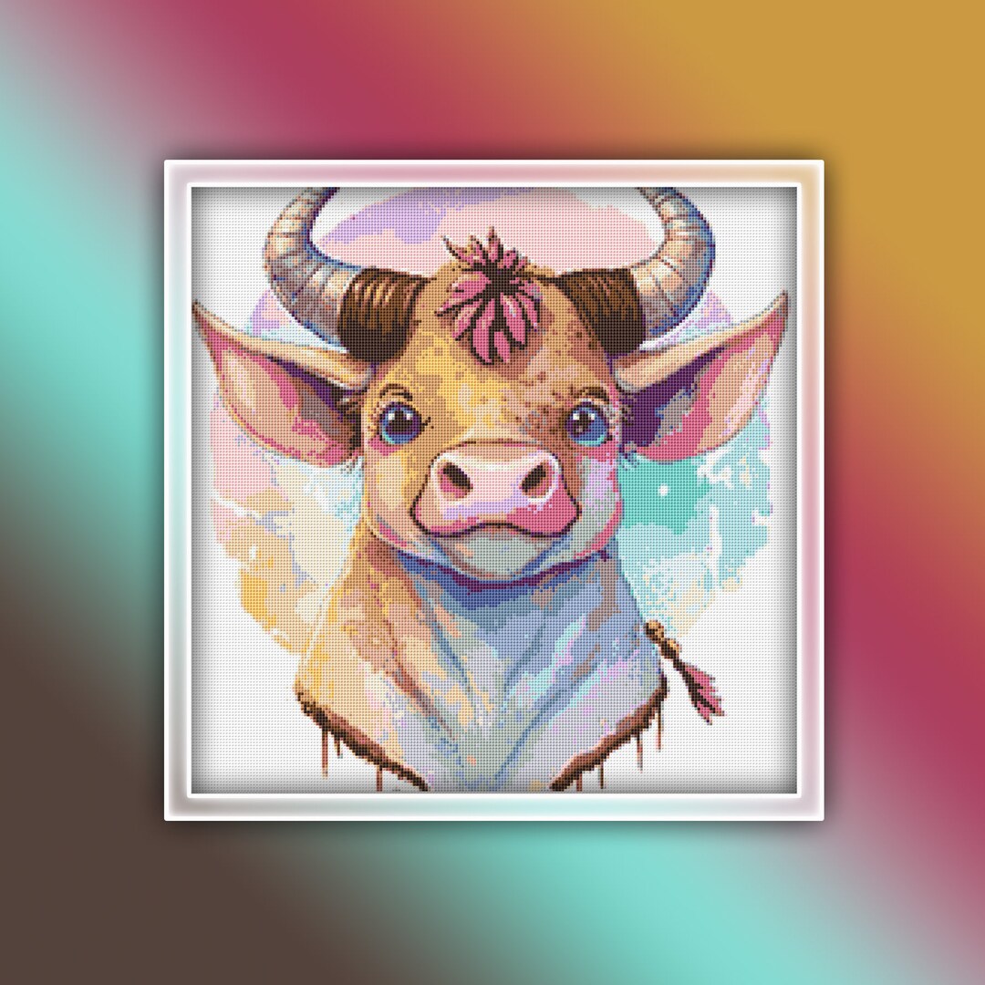 Cow Cross Stitch Pattern 9 Instant PDF Download - Cow Calf Watercolor ...