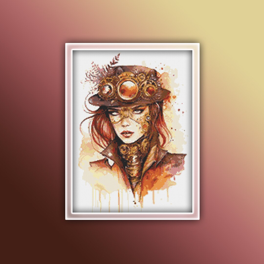 Steampunk Woman Cross Stitch Pattern 1 Instant PDF Download - Woman ...