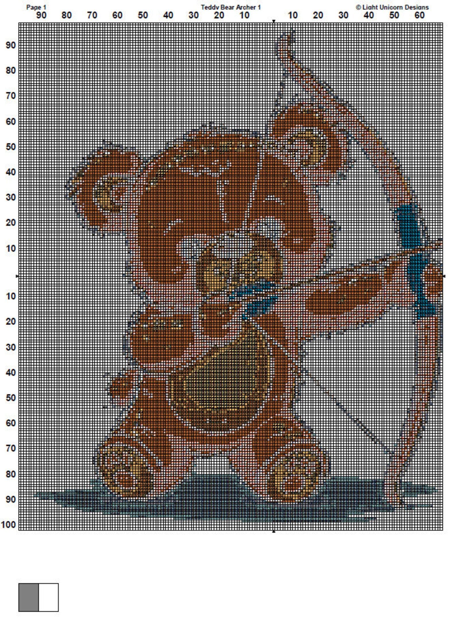 Teddy Bear Archer Cross Stitch Pattern 1 Instant PDF Download | Bow and ...