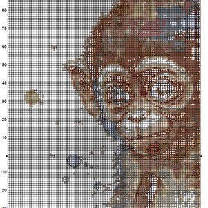 Monkey Cross Stitch Pattern 7 Instant PDF Download - Monkey Watercolor Cross Stitch Pattern ...
