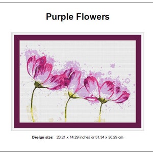 Purple Flowers Cross Stitch Pattern Instant PDF Download - Tulips ...