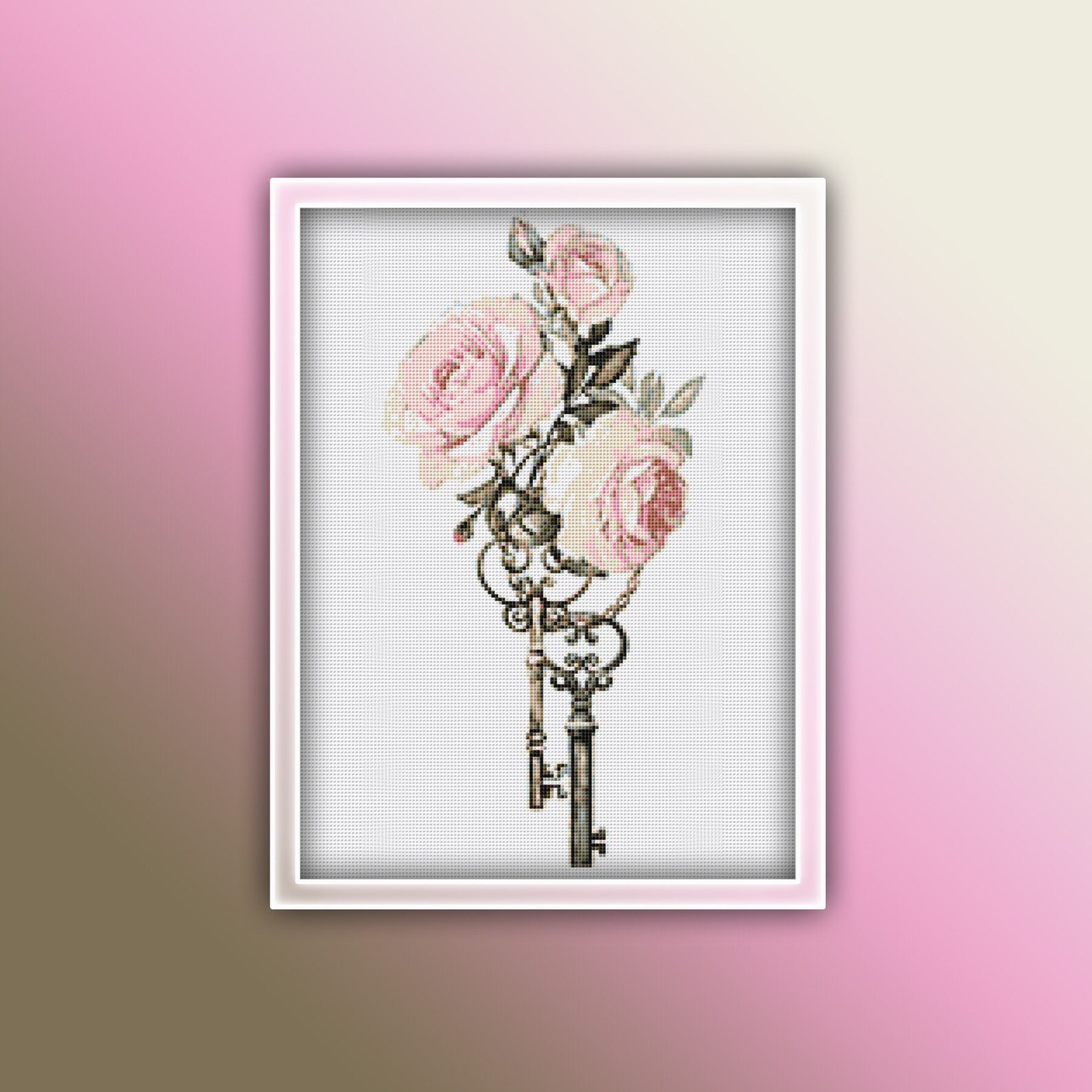 Rose Key Cross Stitch Pattern 3 Instant PDF Download Roses - Etsy