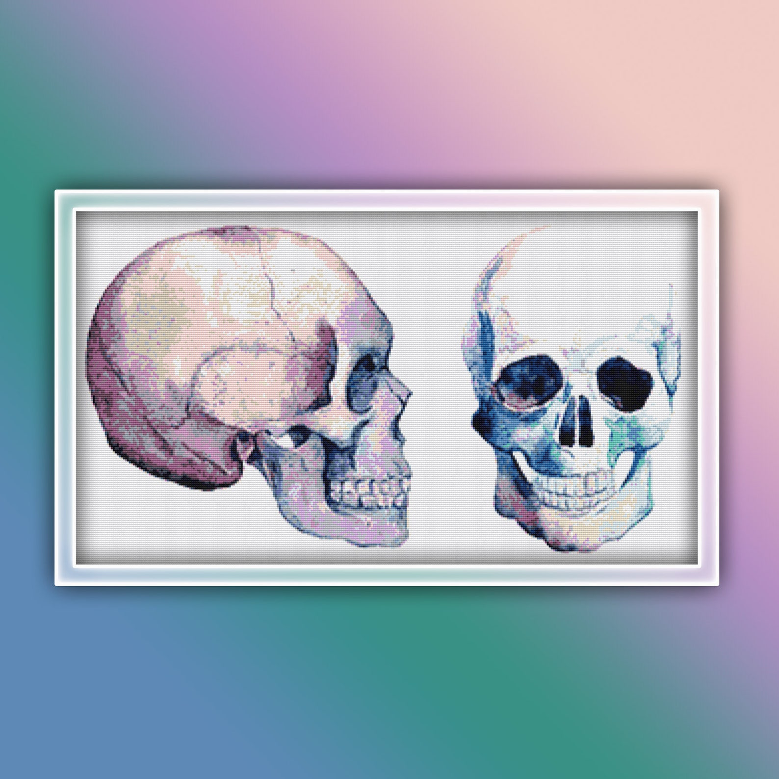 Skulls Cross Stitch Pattern 1 Instant PDF Download - Skull Watercolor ...