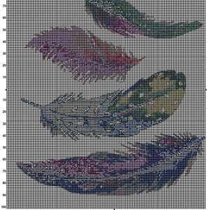 Feather Cross Stitch Pattern 8 Instant PDF Download- Feather Watercolor ...