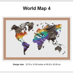 World Map Cross Stitch Pattern 4 Instant PDF Download - Earth ...