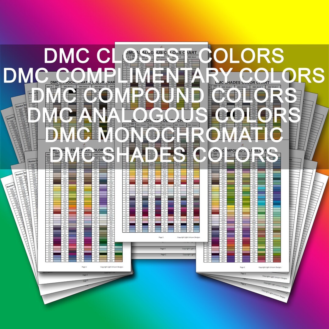 DMC Thread Charts PDF Instant Download | Cross Stitch Chart |DMC ...