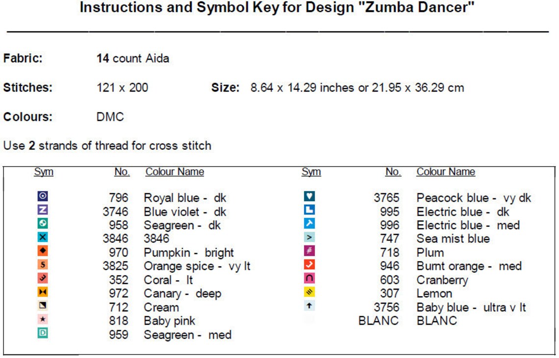 Zumba Dancer Cross Stitch Pattern Instant Download Instant PDF | Etsy