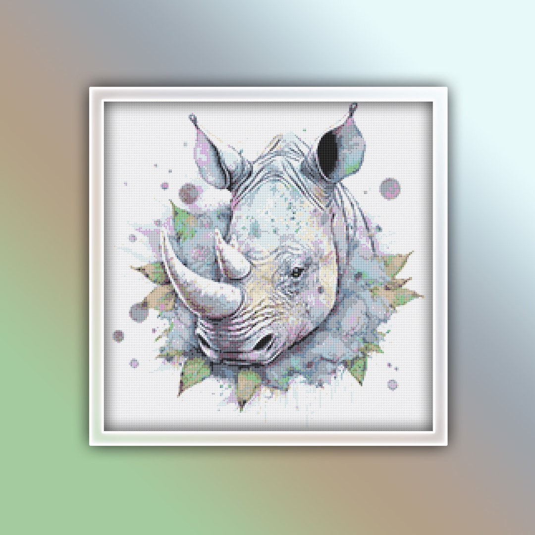 Rhino Cross Stitch Pattern 13 Instant PDF Download - Rhinoceros ...