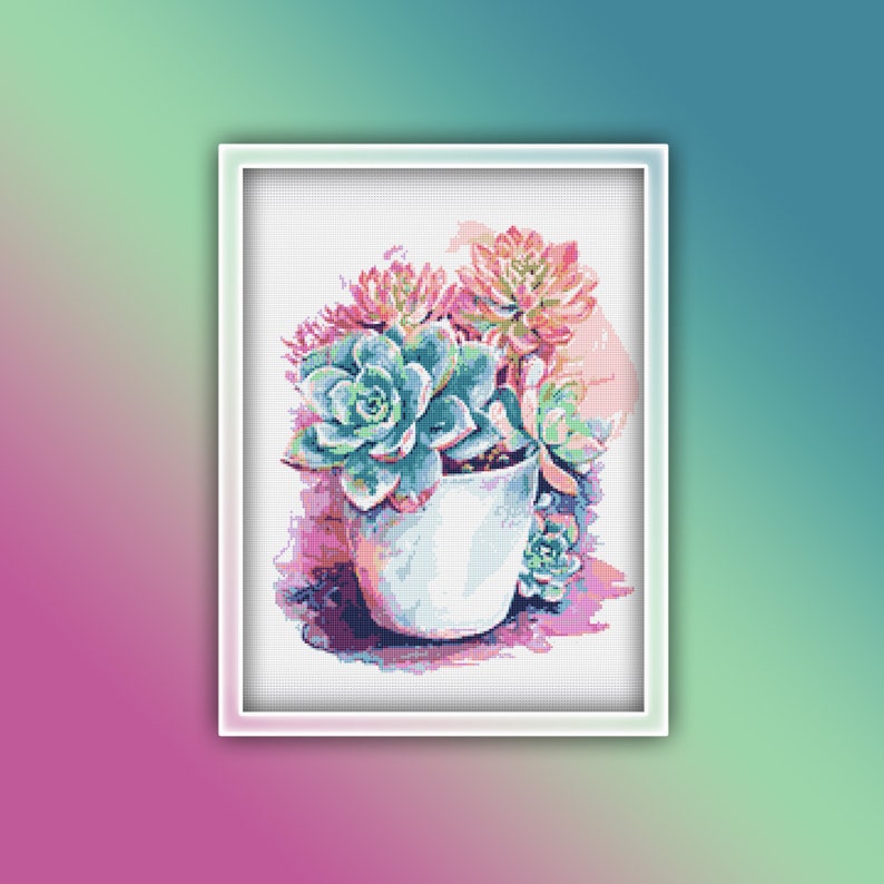 Succulents in a Pot Cross Stitch Pattern 2 Instant PDF Download ...