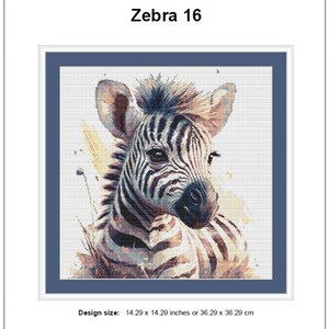 Zebra Cross Stitch Pattern 16 Instant PDF Download - Zebra Watercolor ...