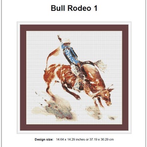 Bull Rodeo Cross Stitch Pattern 1 Instant PDF Download - Cowboy ...