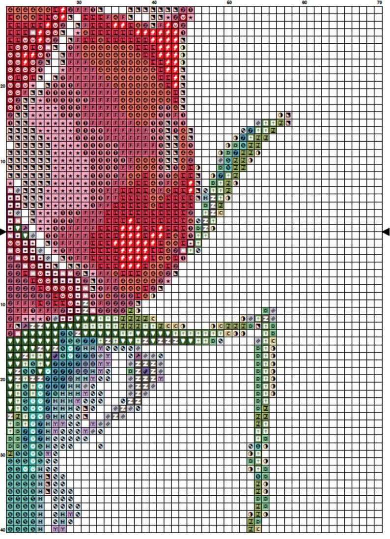 Rose Cross Stitch Pattern 2 Instant PDF Download Red Rose - Etsy