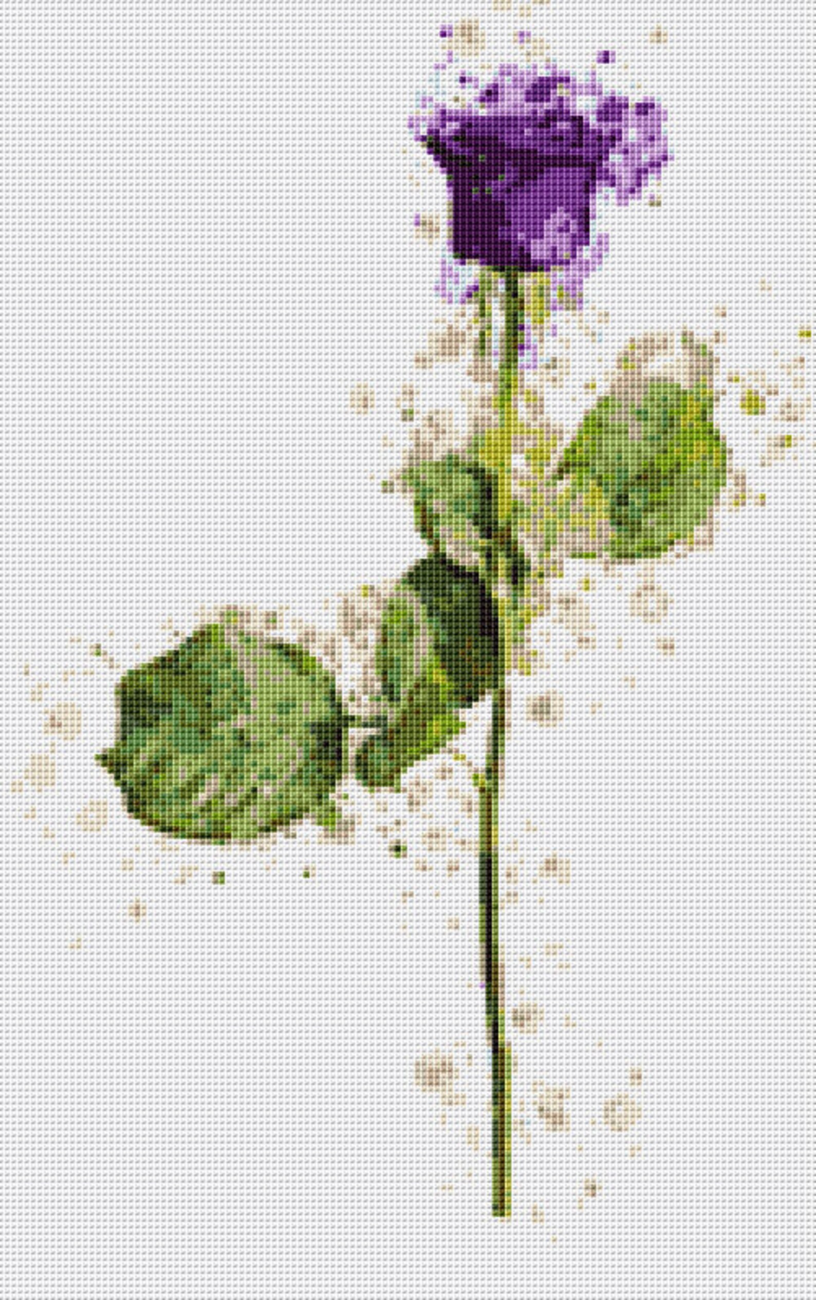 Single Purple Rose Cross Stitch Pattern 1 Instant PDF Download - Etsy