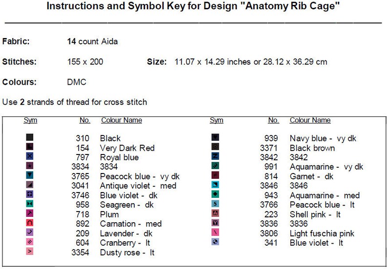 Anatomy Ribcage Cross Stitch Pattern Instant PDF Download | Etsy