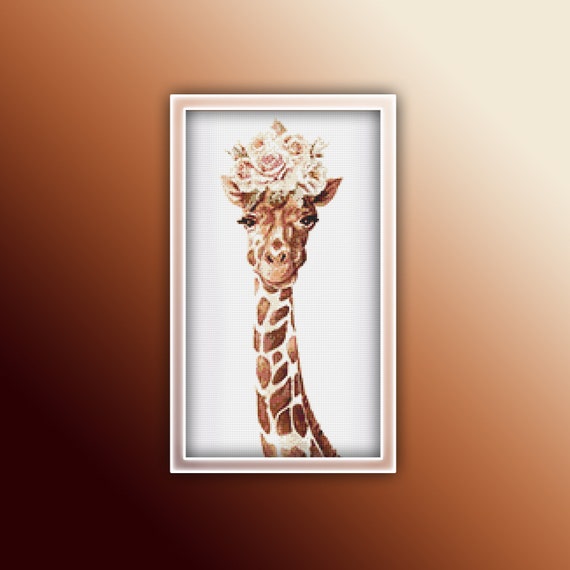 Giraffe Cross Stitch Pattern 10 Instant PDF Download Floral - Etsy