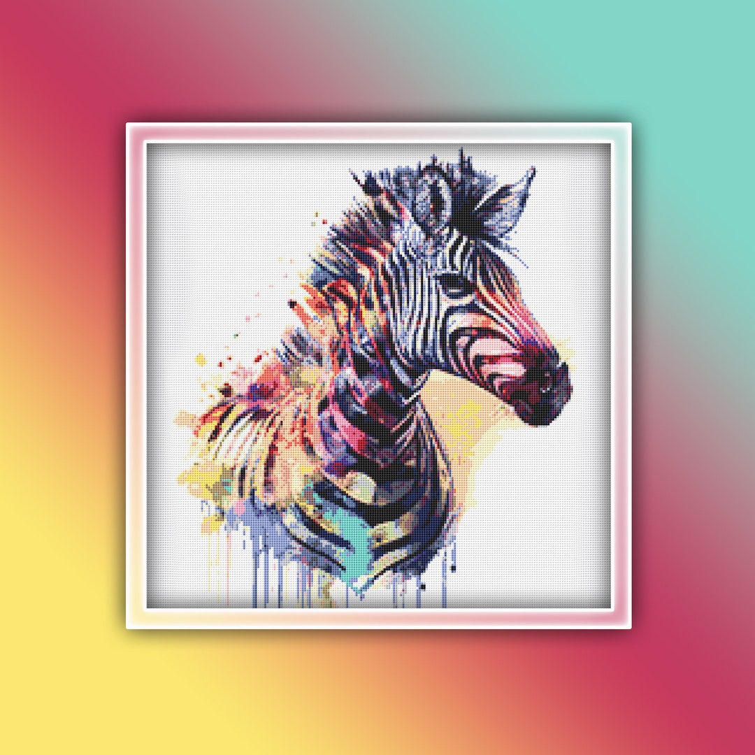 Zebra Cross Stitch Pattern 23 Instant PDF Download - Zebra Watercolor ...