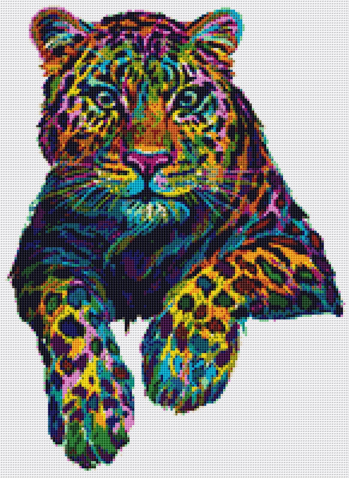 Leopard Cross Stitch Pattern 8 Instant PDF Download Rainbow | Etsy
