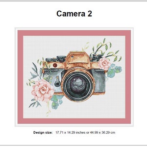 Camera Cross Stitch Pattern 2 Instant PDF Download - Camera Watercolor ...