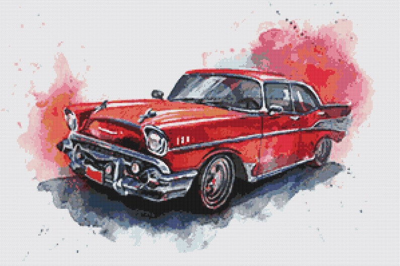 Red Cadillac Cross Stitch Pattern 1 Instant PDF Download 57 - Etsy