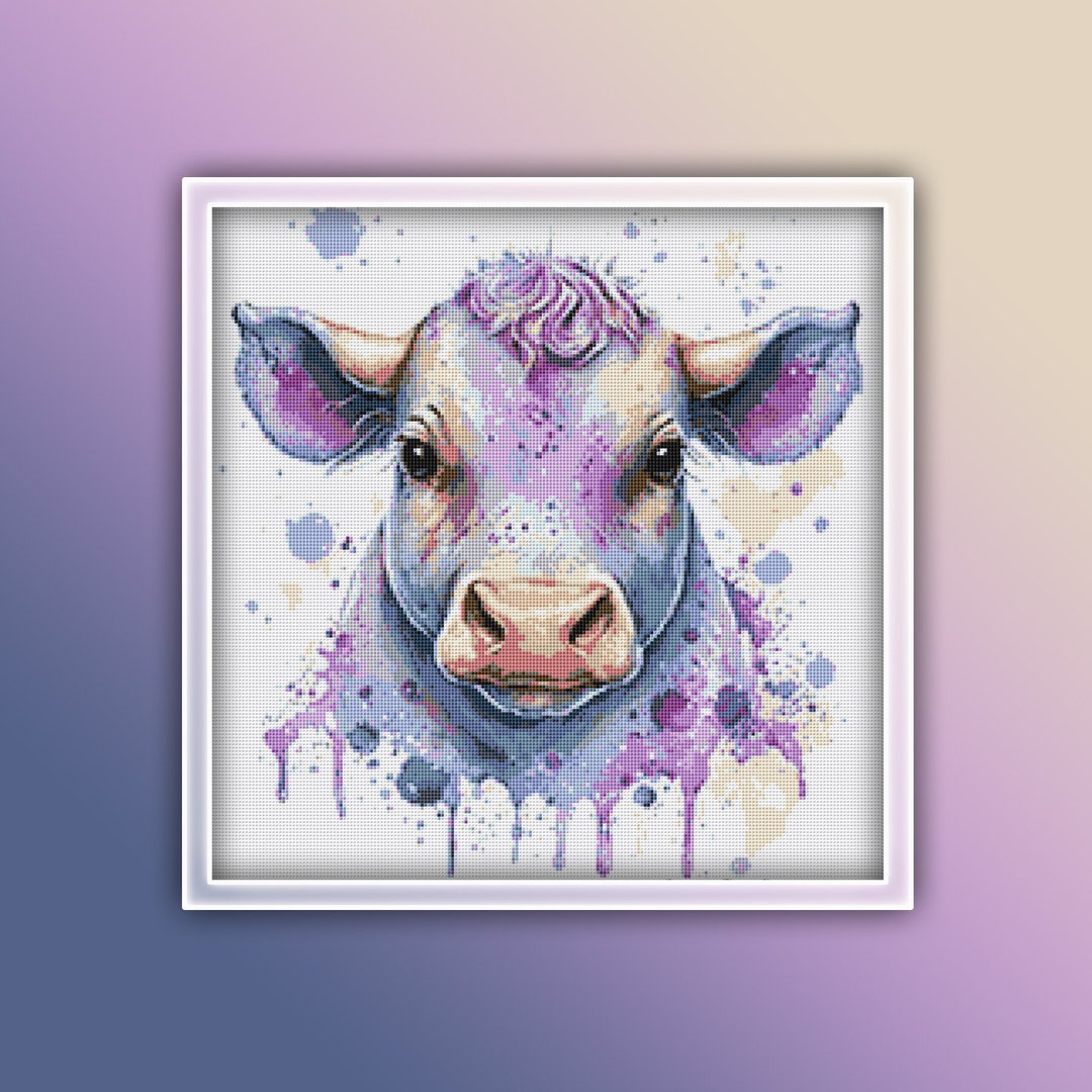 Cow Cross Stitch Pattern 7 Instant PDF Download - Cow Watercolor Cross ...