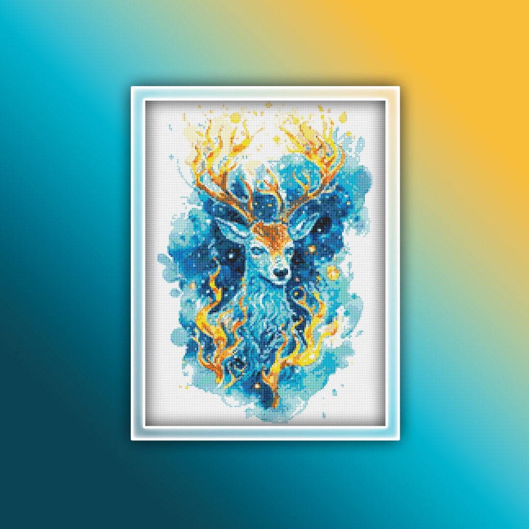 Stag Cross Stitch Pattern 7 Instant PDF Download - Deer Watercolor ...