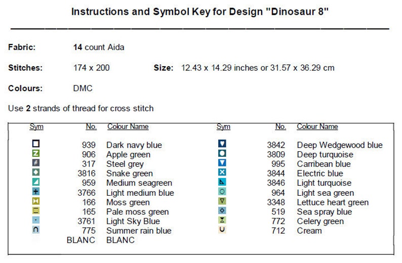 Dinosaur Cross Stitch Pattern 8 Instant PDF Download - T-rex Watercolor ...