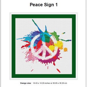 Peace Sign Cross Stitch Pattern 1 Instant PDF Download- Peace Symbol ...