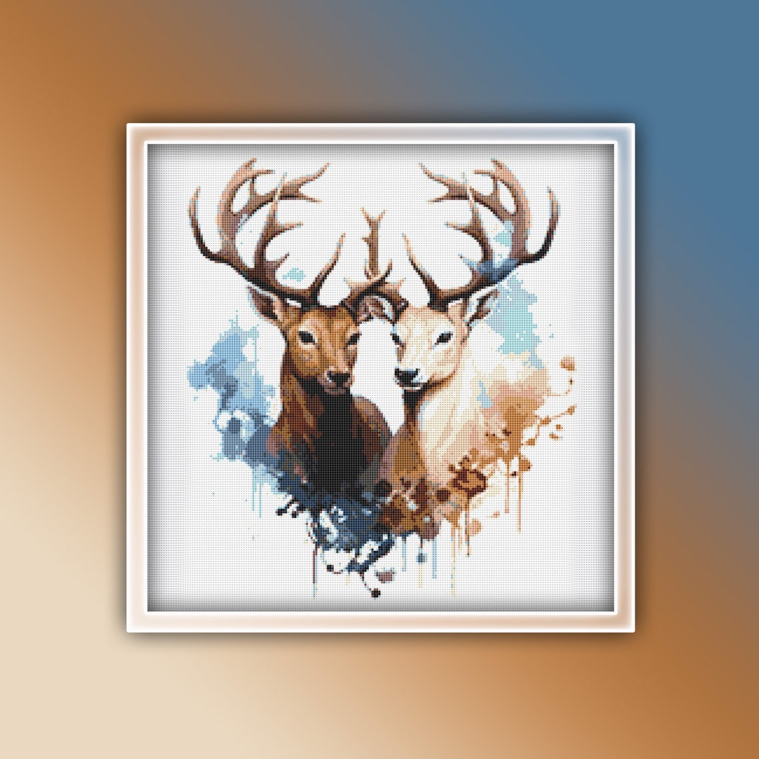 Stag Heart Cross Stitch Pattern 2 Instant PDF Download - Deer Heart ...
