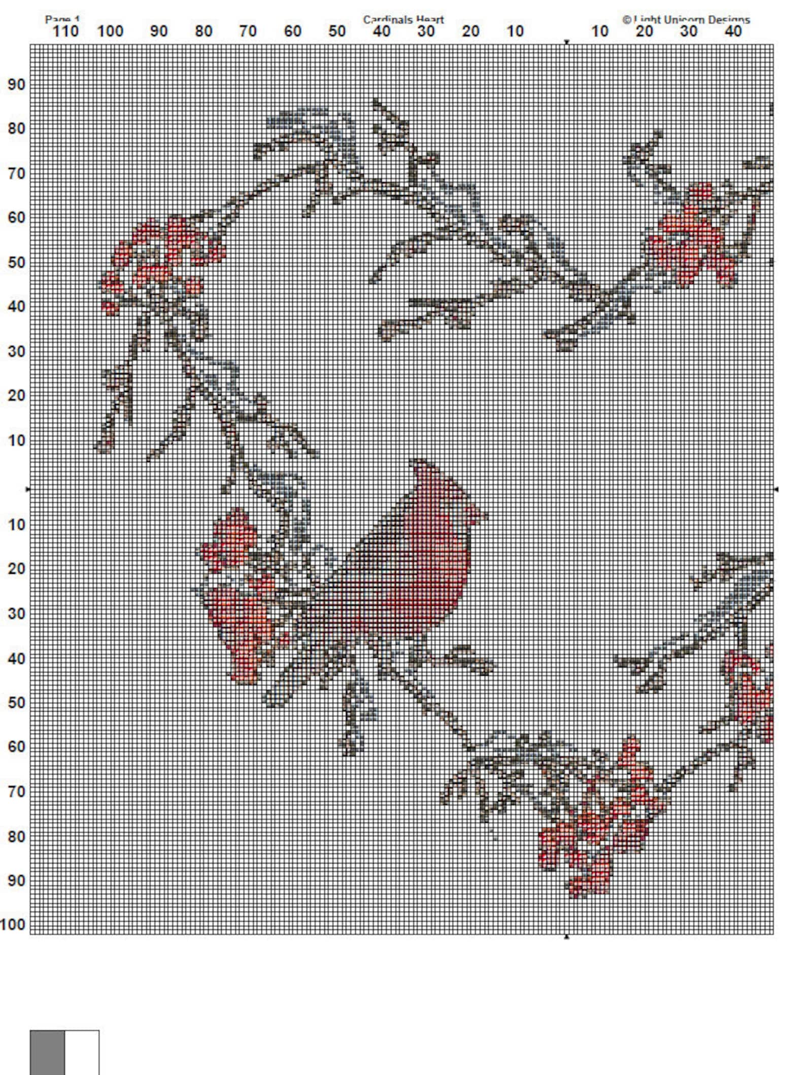 Cardinals Heart Cross Stitch Pattern 1 Instant PDF Download ...