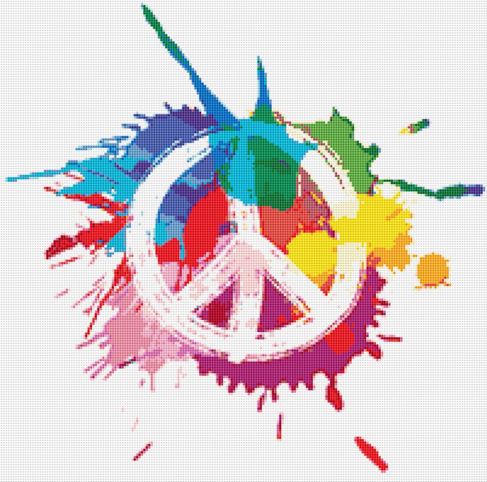 Peace Sign Cross Stitch Pattern 1 Instant PDF Download Peace - Etsy