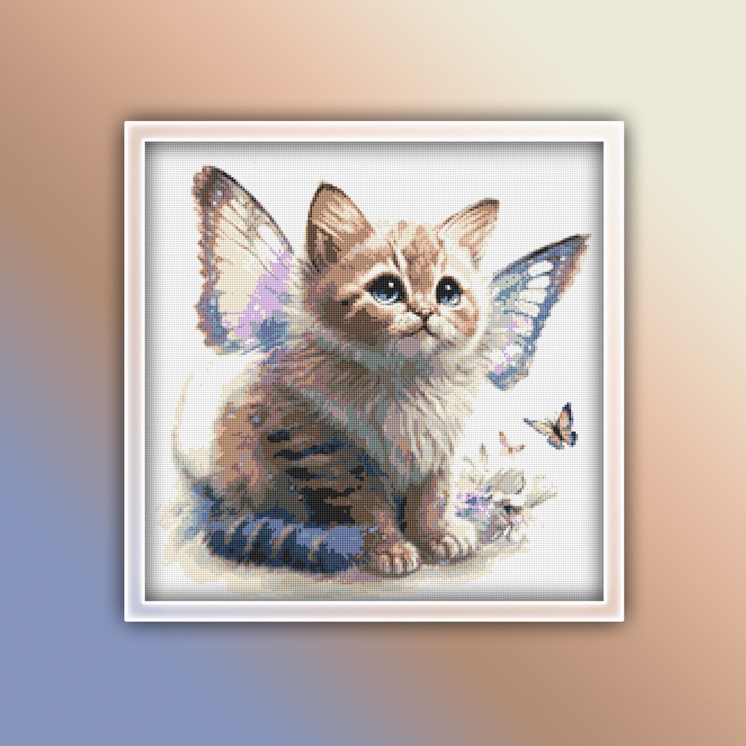 Cat Cross Stitch Pattern 24 Instant PDF Download - Kitty Watercolor ...