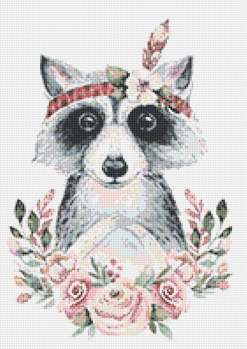 Baby Raccoon Cross Stitch Pattern 1 Instant Download Instant - Etsy