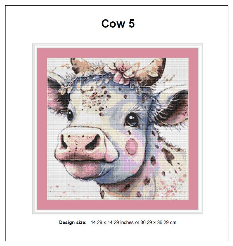 Cow Cross Stitch Pattern 5 Instant PDF Download - Cow Watercolor Cross ...