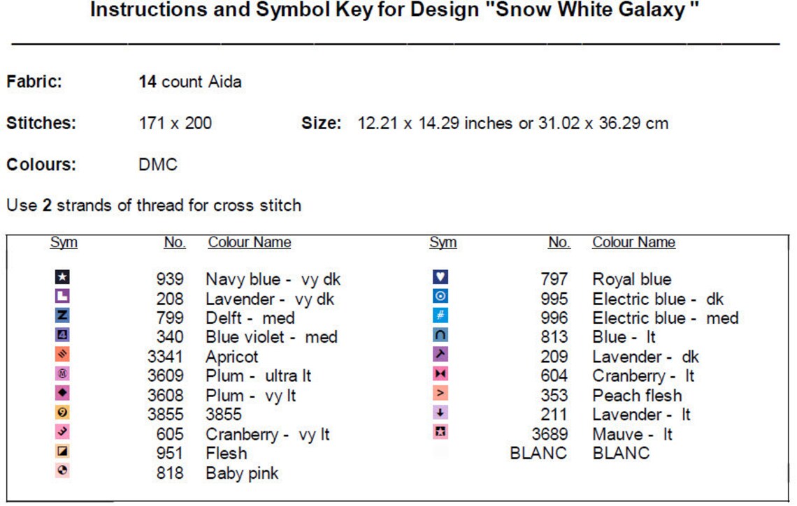 Snow White Galaxy Stitch Pattern Instant PDF Download - Etsy