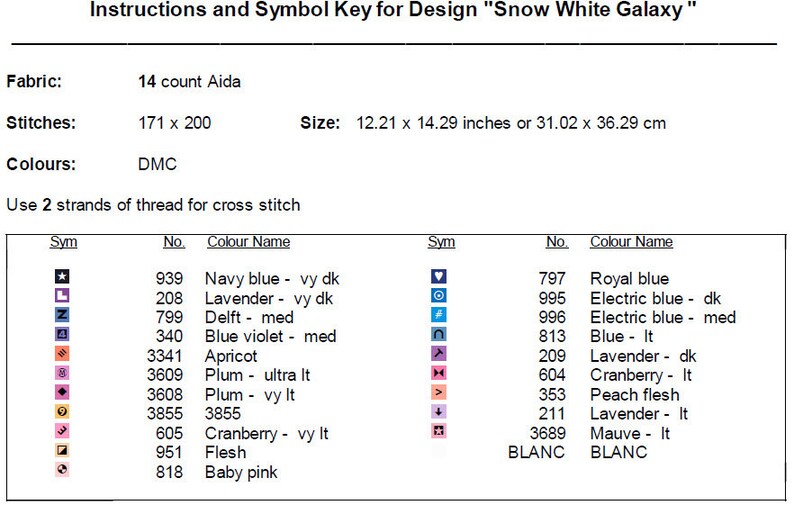 Snow White Galaxy Stitch Pattern Instant PDF Download | Etsy