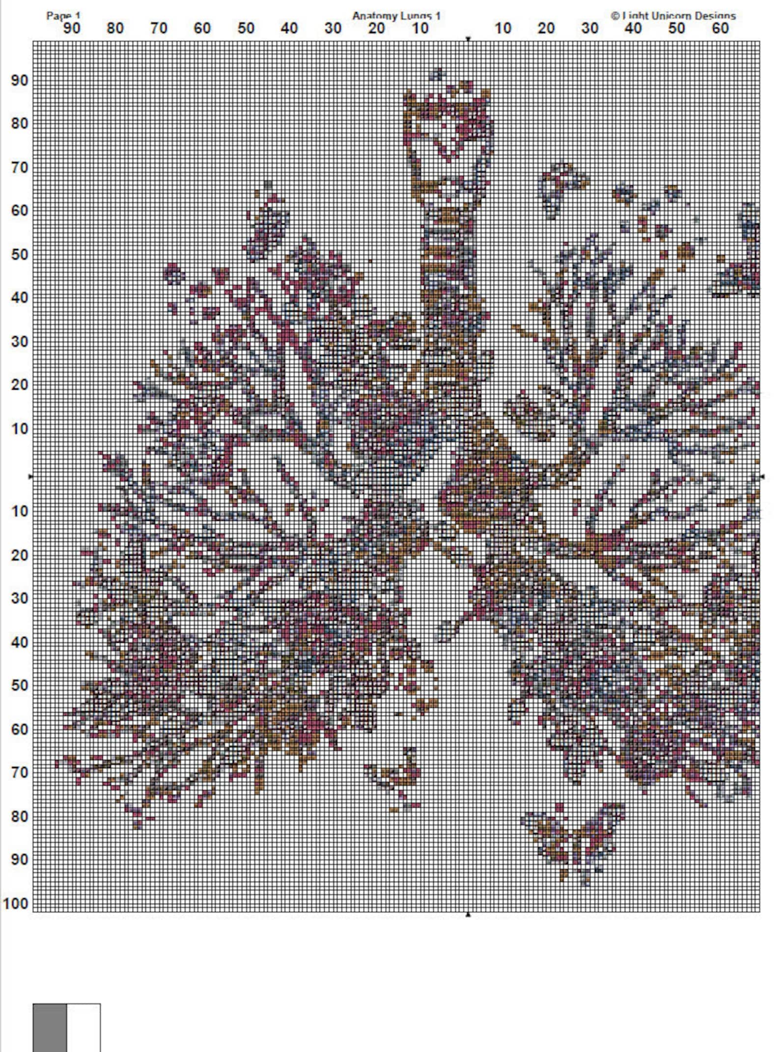 Anatomy Lungs Cross Stitch Pattern 1 Instant PDF Download - Breathing ...